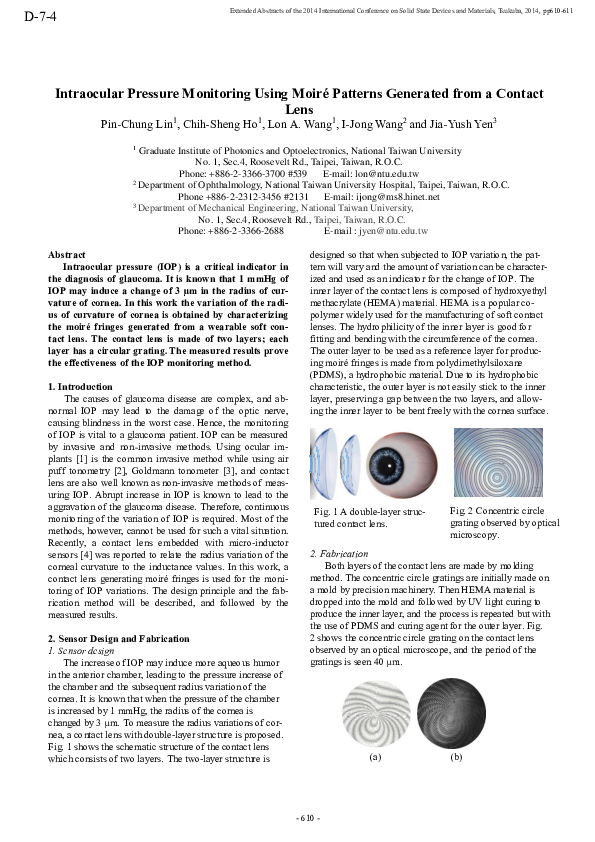 (PDF) Intraocular Pressure Monitoring Using Moiré Patterns Generated ...