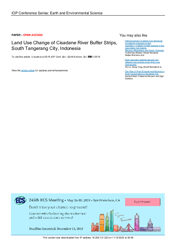 (PDF) Land Use Change of Cisadane River Buffer Strips, South Tangerang ...