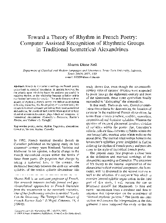 (PDF) Toward a theory of rhythm in french poetry: Computer assisted ...