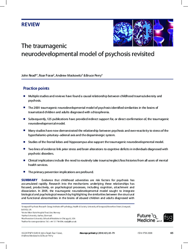 (PDF) The traumagenic neurodevelopmental model of psychosis revisited