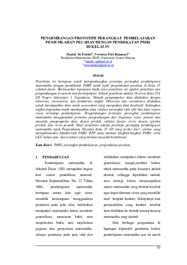 (PDF) Pengembangan Prototipe Perangkat Pembelajaran Penjumlahan Pecahan Dengan Pendekatan PMRI ...