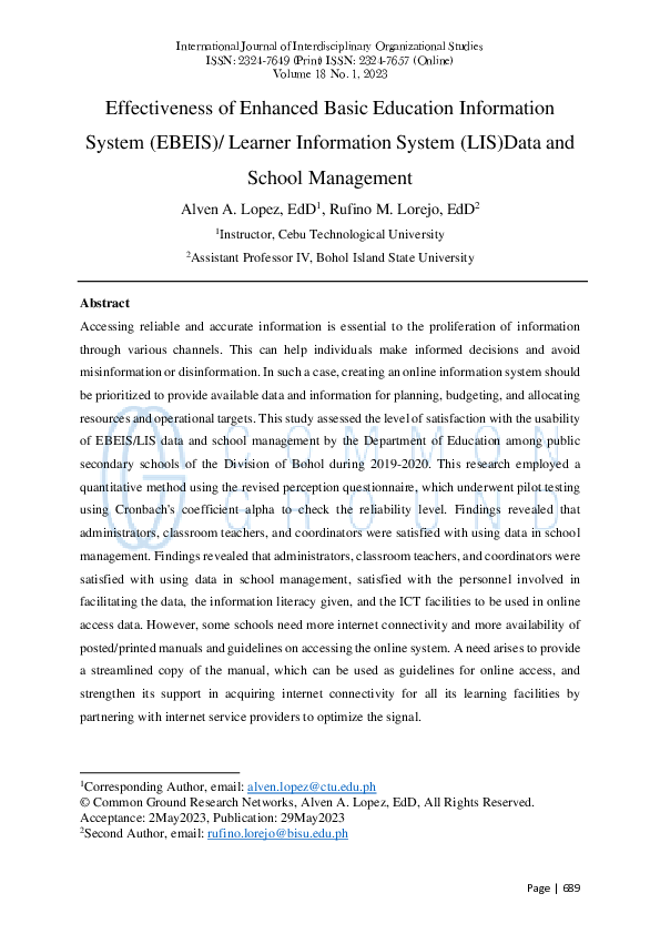 (PDF) Effectiveness of Enhanced Basic Education Information System ...