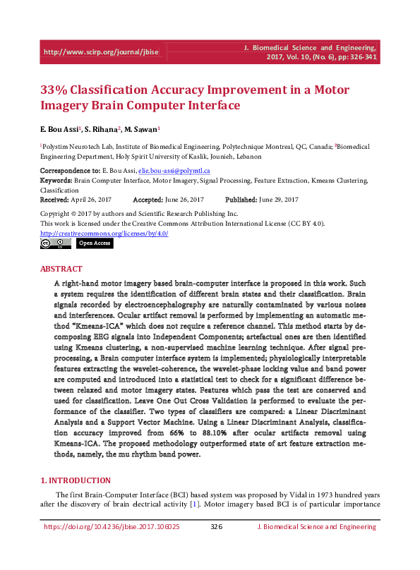 (PDF) Improving Motor Imagery Brain-Computer Interface Accuracy