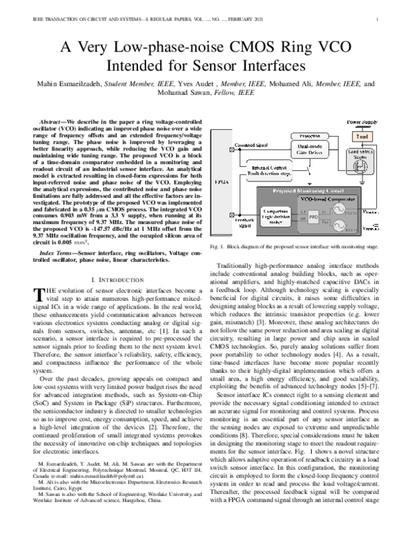 Pdf A Very Low Phase Noise Cmos Ring Vco Intended For Sensor Interfaces
