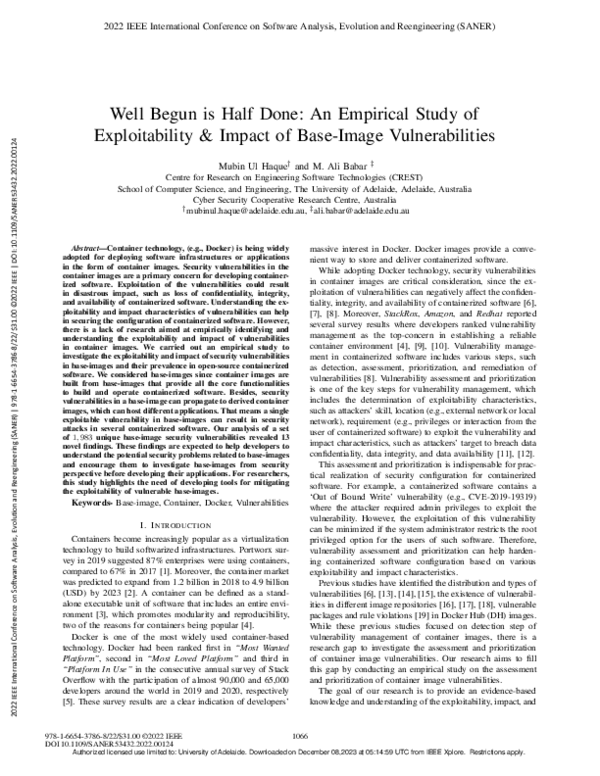 (PDF) Well Begun is Half Done: An Empirical Study of Exploitability & Impact of Base-Image ...