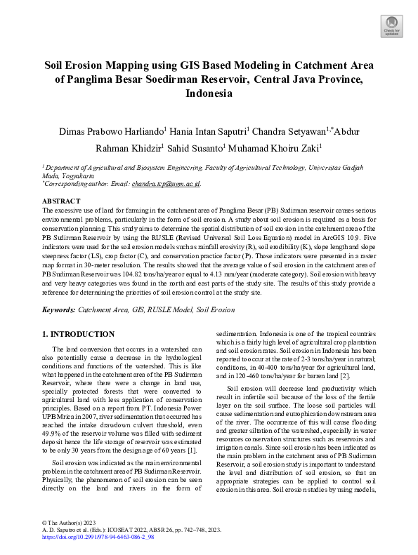 (PDF) Soil Erosion Mapping using GIS Based Modeling in Catchment Area of Panglima Besar ...