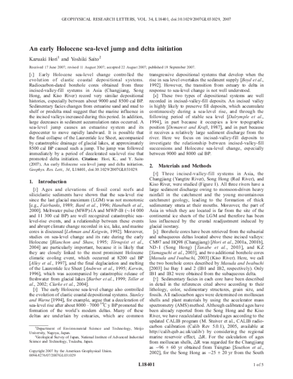 (PDF) An early Holocene sea-level jump and delta initiation