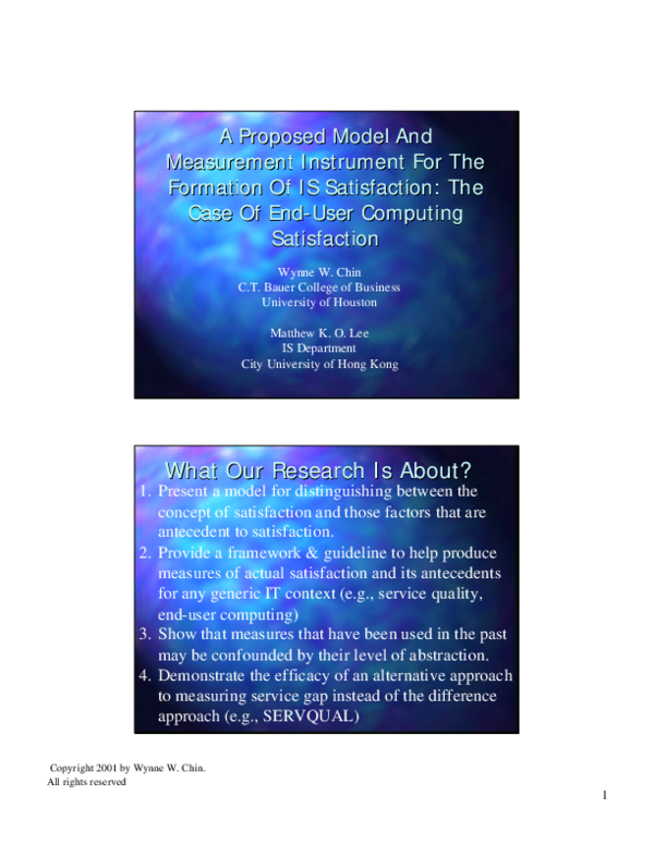 Pdf A Proposed Model And Measurement Instrument For The Formation Of Is Satisfaction The Case