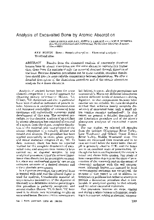 (PDF) Analysis of excavated bone by atomic absorption