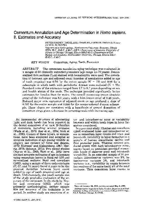 (PDF) Cementum annulation and age determination in Homo sapiens. I. Tooth variability and ...
