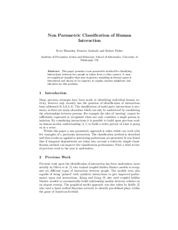 (PDF) Non Parametric Classification of Human Interaction