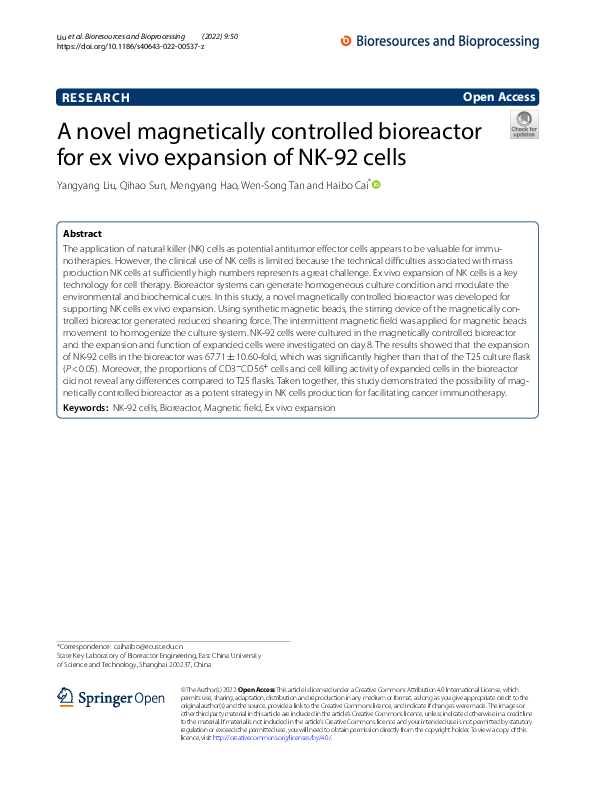 (PDF) A novel magnetically controlled bioreactor for ex vivo expansion ...