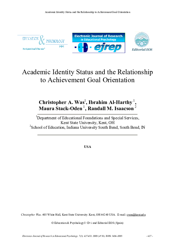 (PDF) Academic Identity Status and the Relationship to Achievement Goal ...