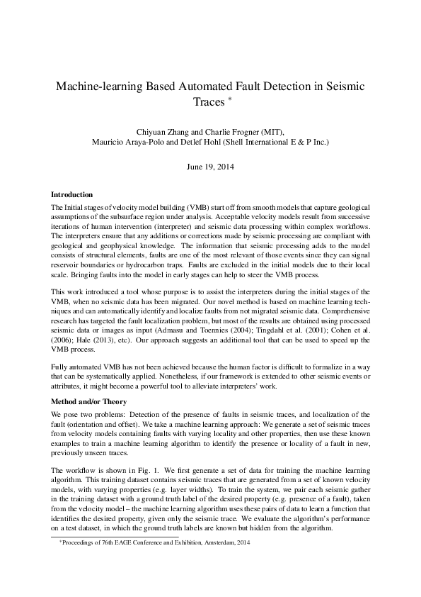 (PDF) Machine-learning Based Automated Fault Detection in Seismic Traces