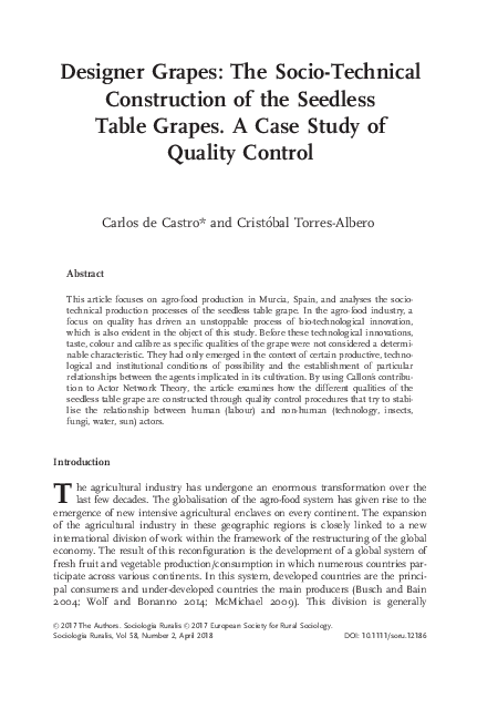 (PDF) Designer Grapes: The Socio-Technical Construction of the Seedless ...