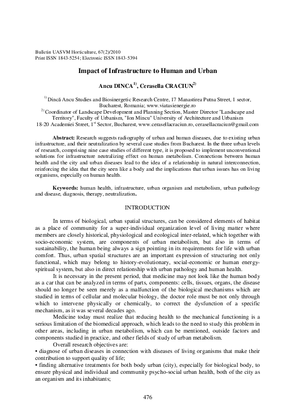 (PDF) Impact of Infrastructure to Human and Urban