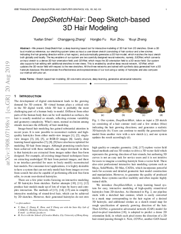 (PDF) DeepSketchHair: Deep Sketch-Based 3D Hair Modeling