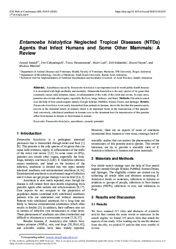 (PDF) Entamoeba histolytica: A Review of NTDs