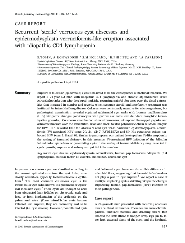 (PDF) Recurrent 'sterile' verrucous cyst abscesses and ...