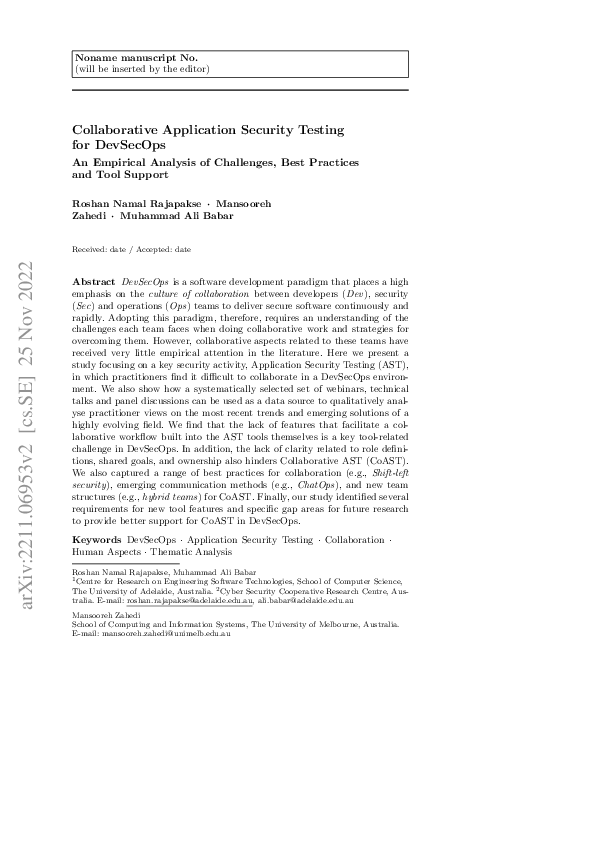 Pdf Collaborative Application Security Testing For Devsecops An 1022