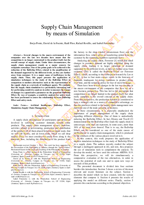(PDF) Supply Chain Management by Means of Simulation