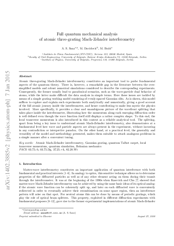 (PDF) How do atomic three-grating Mach-Zehnder interferometers work? | Milena Davidovic ...
