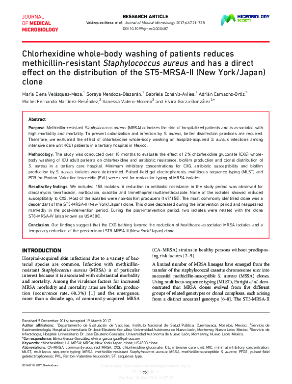 (PDF) Chlorhexidine whole-body washing of patients reduces methicillin ...