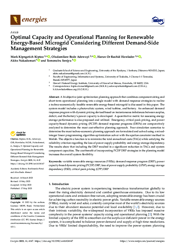 (PDF) Optimal Capacity and Operational Planning for Renewable Energy-Based Microgrid Considering ...