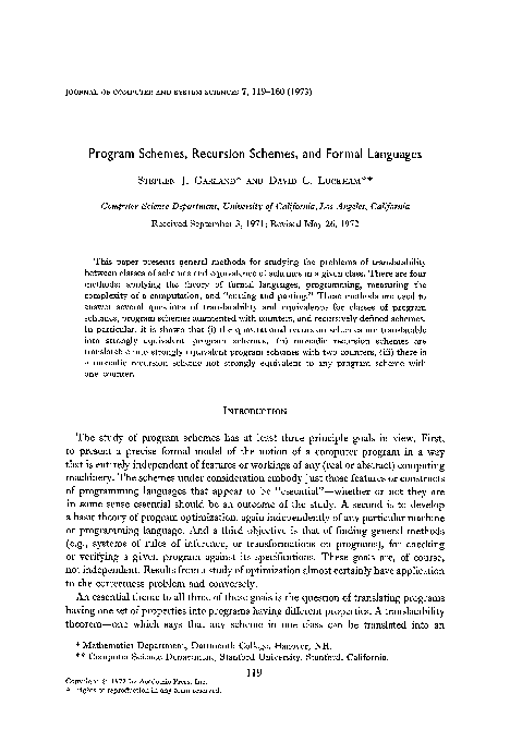 Pdf Program Schemes Recursion Schemes And Formal Languages