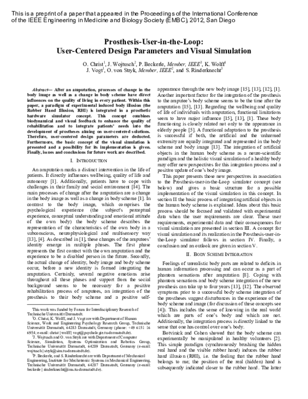(PDF) Prosthesis-user-in-the-loop: User-centered design parameters and ...