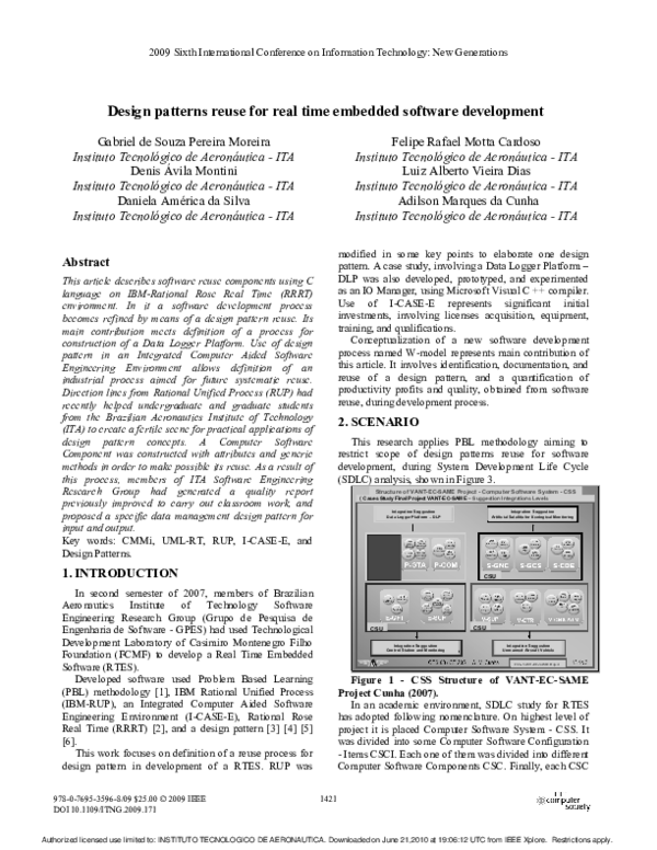 (PDF) Design Patterns Reuse for Real Time Embedded Software Development