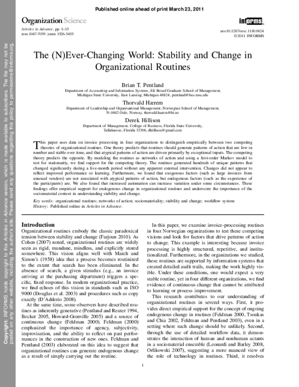 (PDF) The (N)Ever-Changing World: Stability and Change in ...