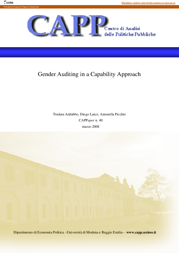 (PDF) Gender Auditing in a Capability Approach