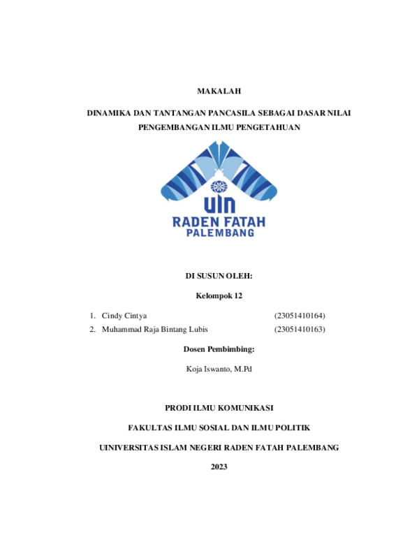 (PDF) Makalah Dinamika Dan Tantangan Pancasila Sebagai Dasar Pengembangan Ilmu Pengetahuan