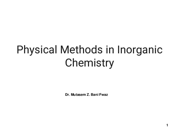 (PDF) Physical Methods in Inorganic Chemistry