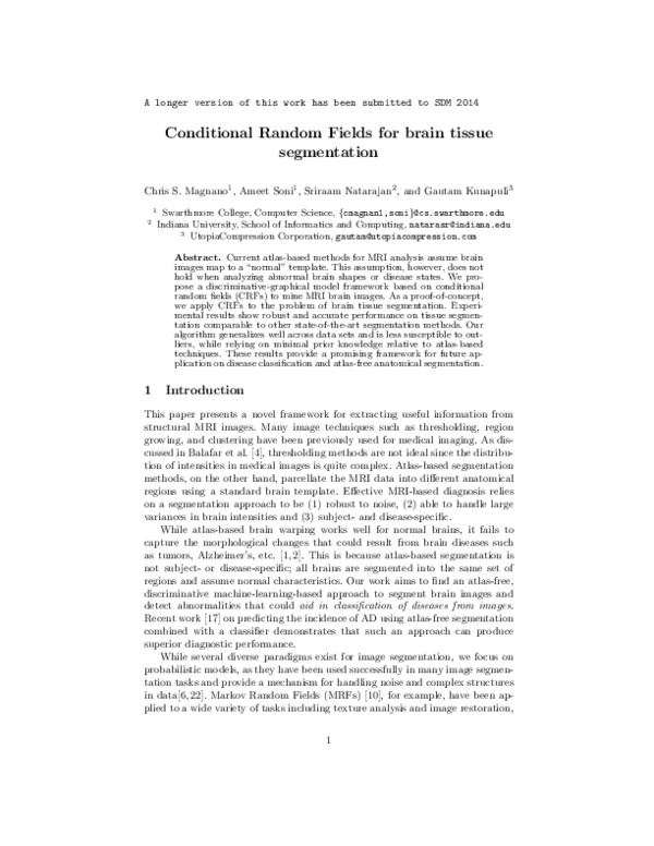 Pdf Conditional Random Fields For Brain Tissue Segmentation Sriraam Natarajan 6928