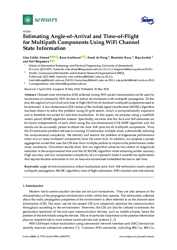 (PDF) Estimating Angle-of-Arrival and Time-of-Flight for Multipath ...