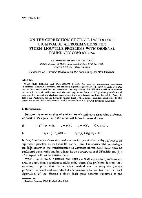 (PDF) On the correction of finite difference eigenvalue approximations for sturm-liouville ...