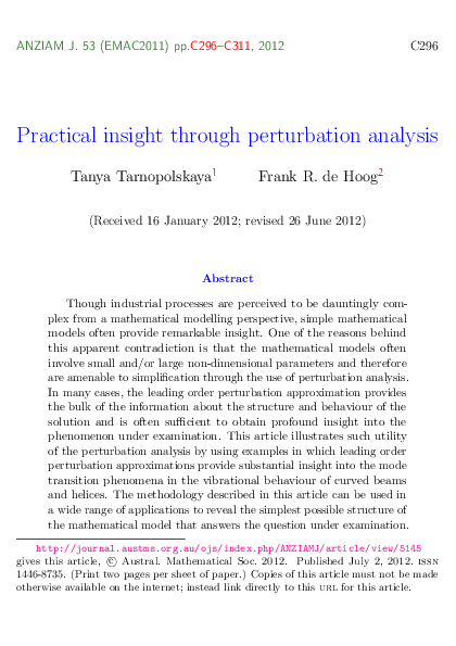 (PDF) Practical insight through perturbation analysis