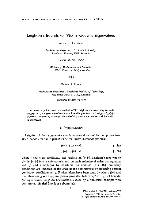 (PDF) Leighton's bounds for Sturm-Liouville eigenvalues