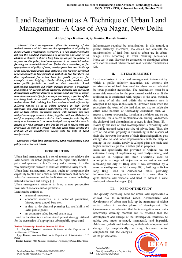 (PDF) Land Readjustment as A Technique of Urban Land Management: -A ...