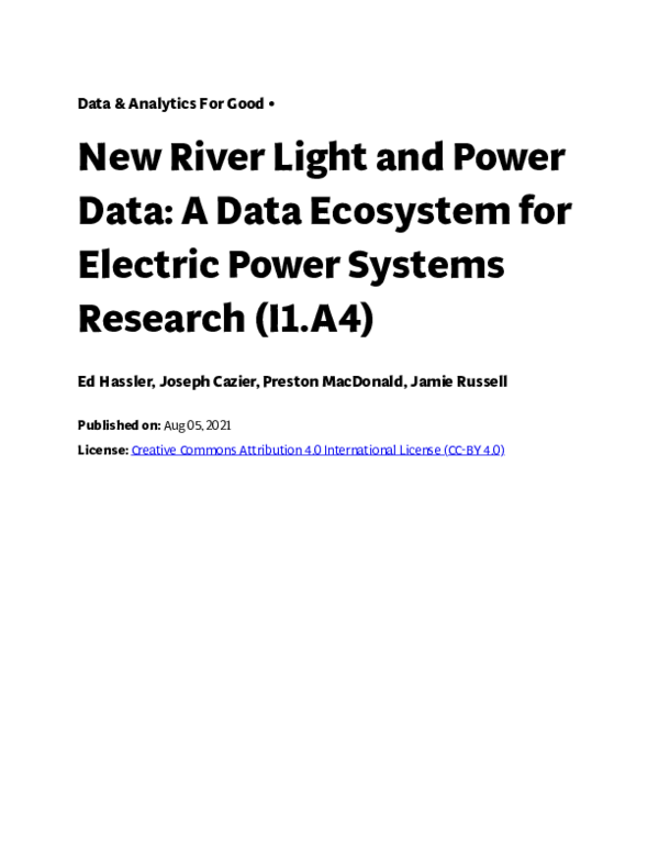 (PDF) New River Light and Power Data: A Data Ecosystem for Electric ...