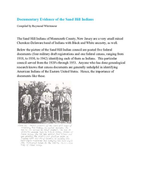 (DOC) Documentary Evidence of the Sand Hill Indians