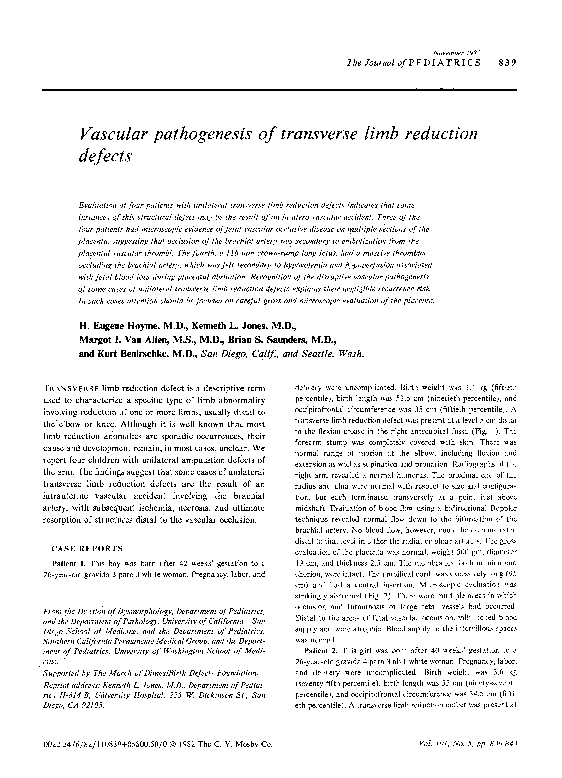 (PDF) Vascular pathogenesis of transverse limb reduction defects ...