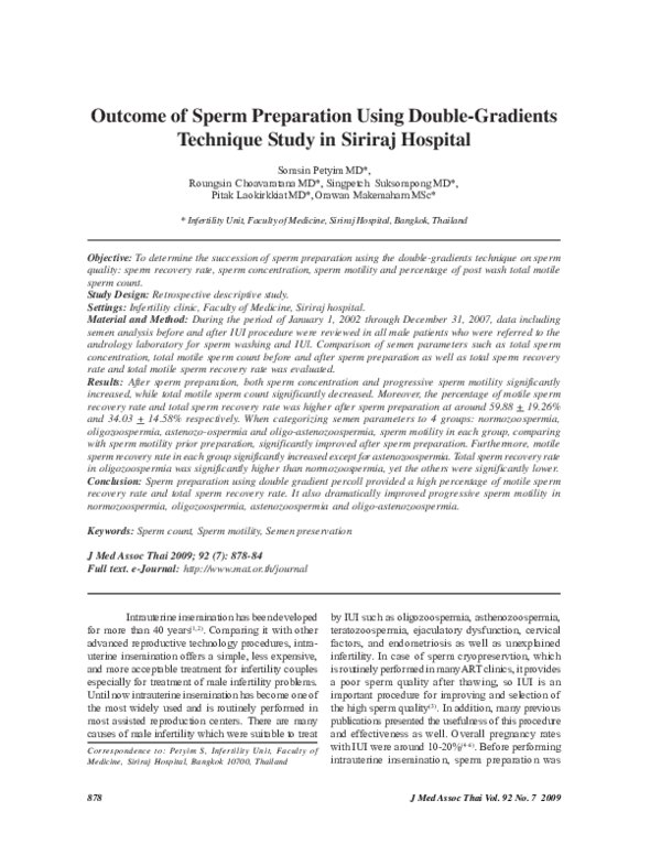 (PDF) Outcome of sperm preparation using double-gradients technique study in Siriraj Hospital