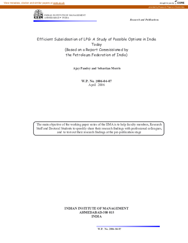 (PDF) Efficient Subsidisation of LPG: A Study of Possible Options
