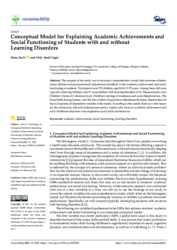 (PDF) Conceptual Model for Explaining Academic Achievements and Social ...
