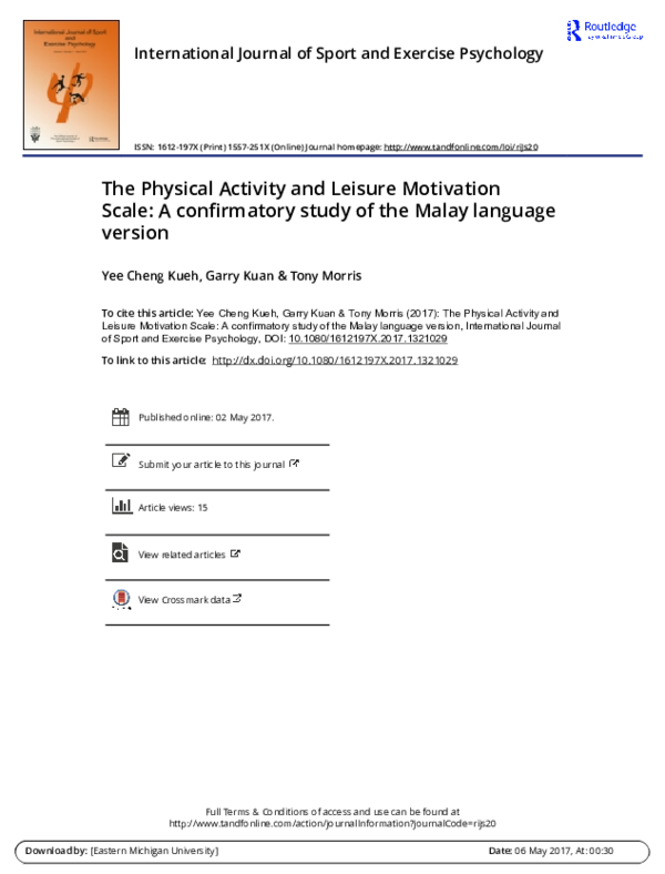 (PDF) Physical Activity and Leisure Motivation Scale