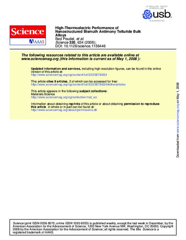 (PDF) High-Thermoelectric Performance of Nanostructured Bismuth ...