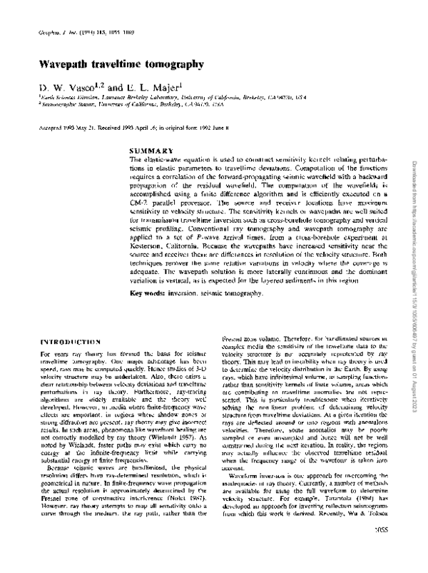 (PDF) Wavepath traveltime tomography